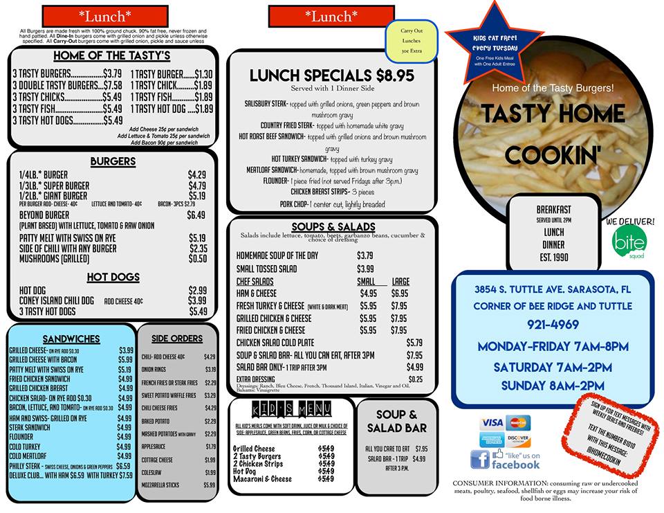 Menu – Tasty Home Cookin'